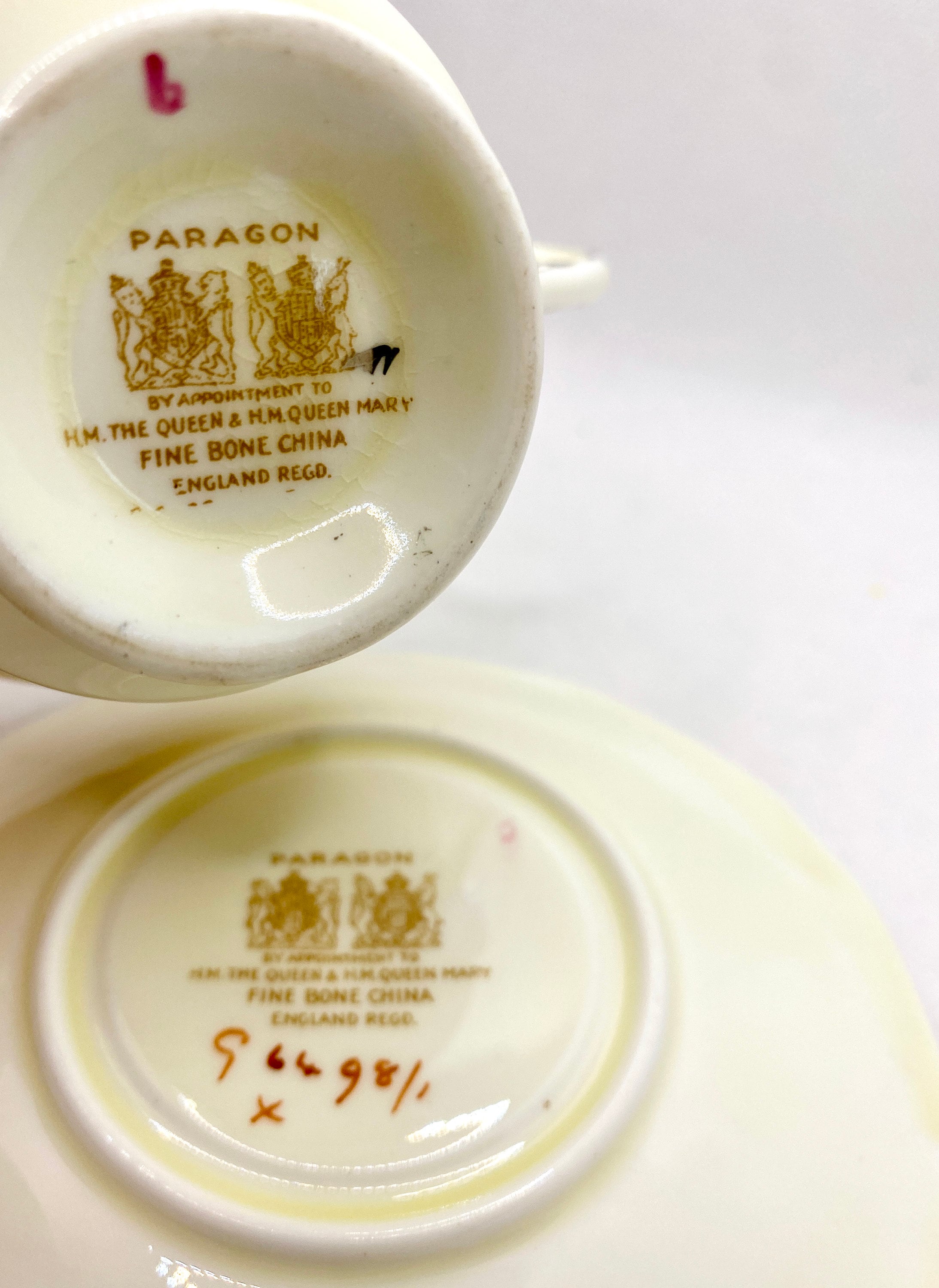1939-1949 Vintage Paragon Double Warrant Teacup and saucer Peach and ...