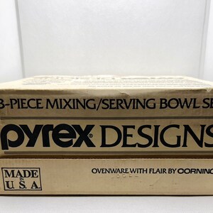 Vintage Pyrex NEVER OPENED Box 3pc Mixing Bowls Festive Harvest Flowers ...