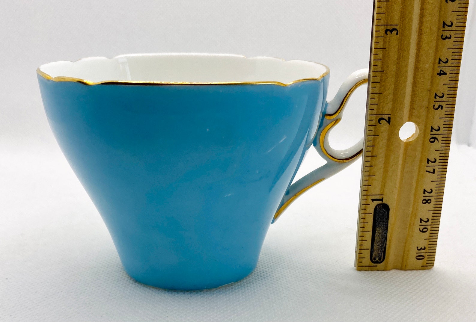 Vintage Shelley Bone China Teacup and Saucer: Turquoise Blue Cambridge ...