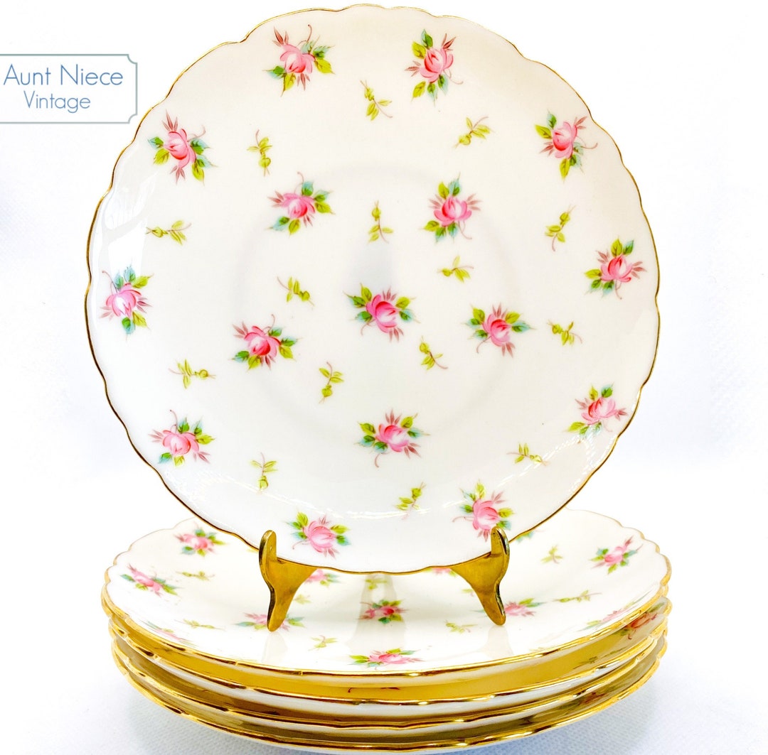 Antique American Belleek Plate: CAC Lenox Rosebud China, Gold Scalloped ...