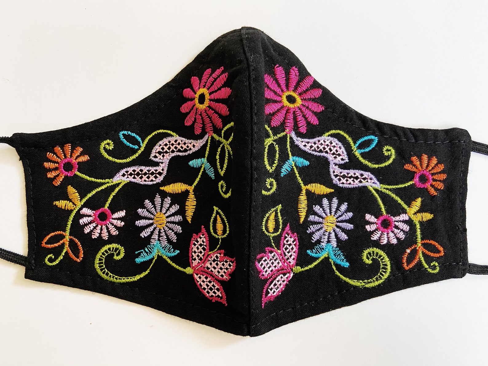 Floral Embroidered Face Mask. Reusable Face Mask. Mexican Floral ...