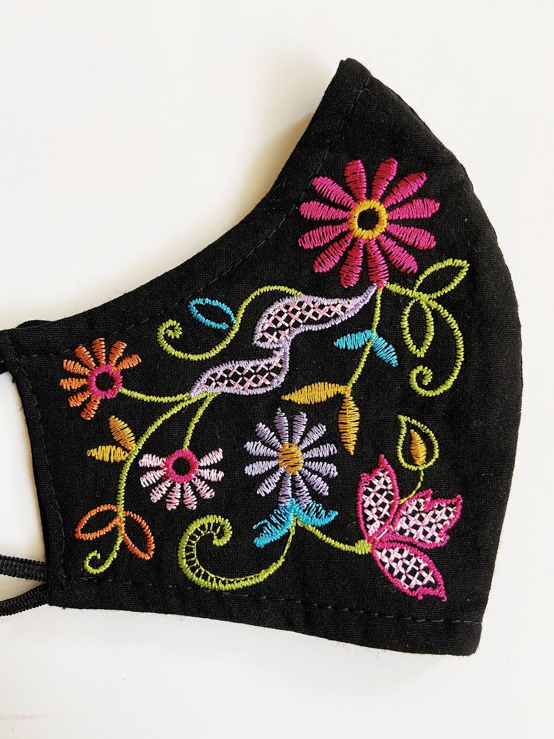 Floral Embroidered Face Mask. Reusable Face Mask. Mexican Floral ...