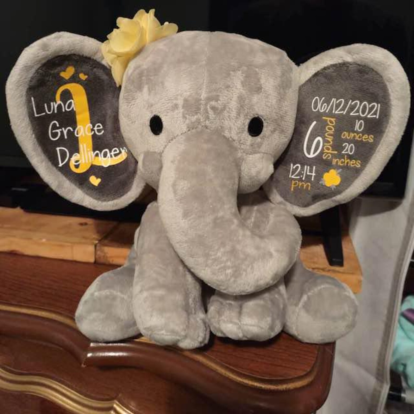 Personalized Birth Stat Elephant | Custom Baby Keepsake - Etsy