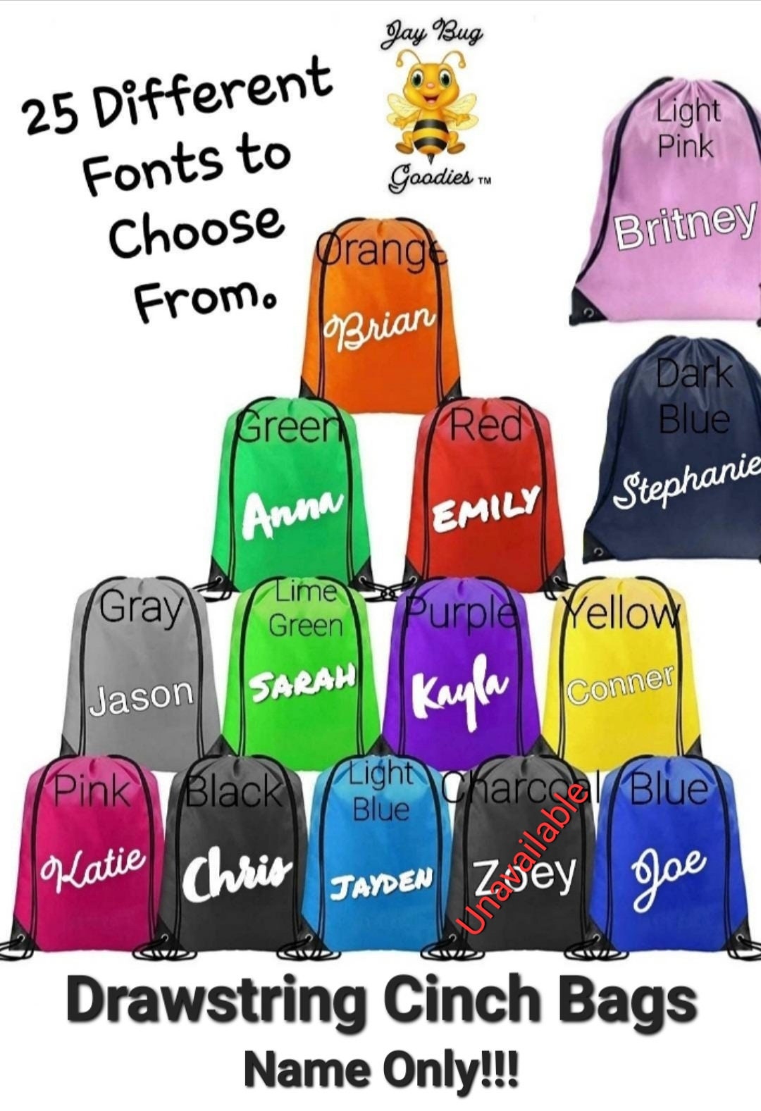 NAMES ONLY Drawstring Bags, Backpack, Tote, Gym, Polyester, Cinch Bag ...