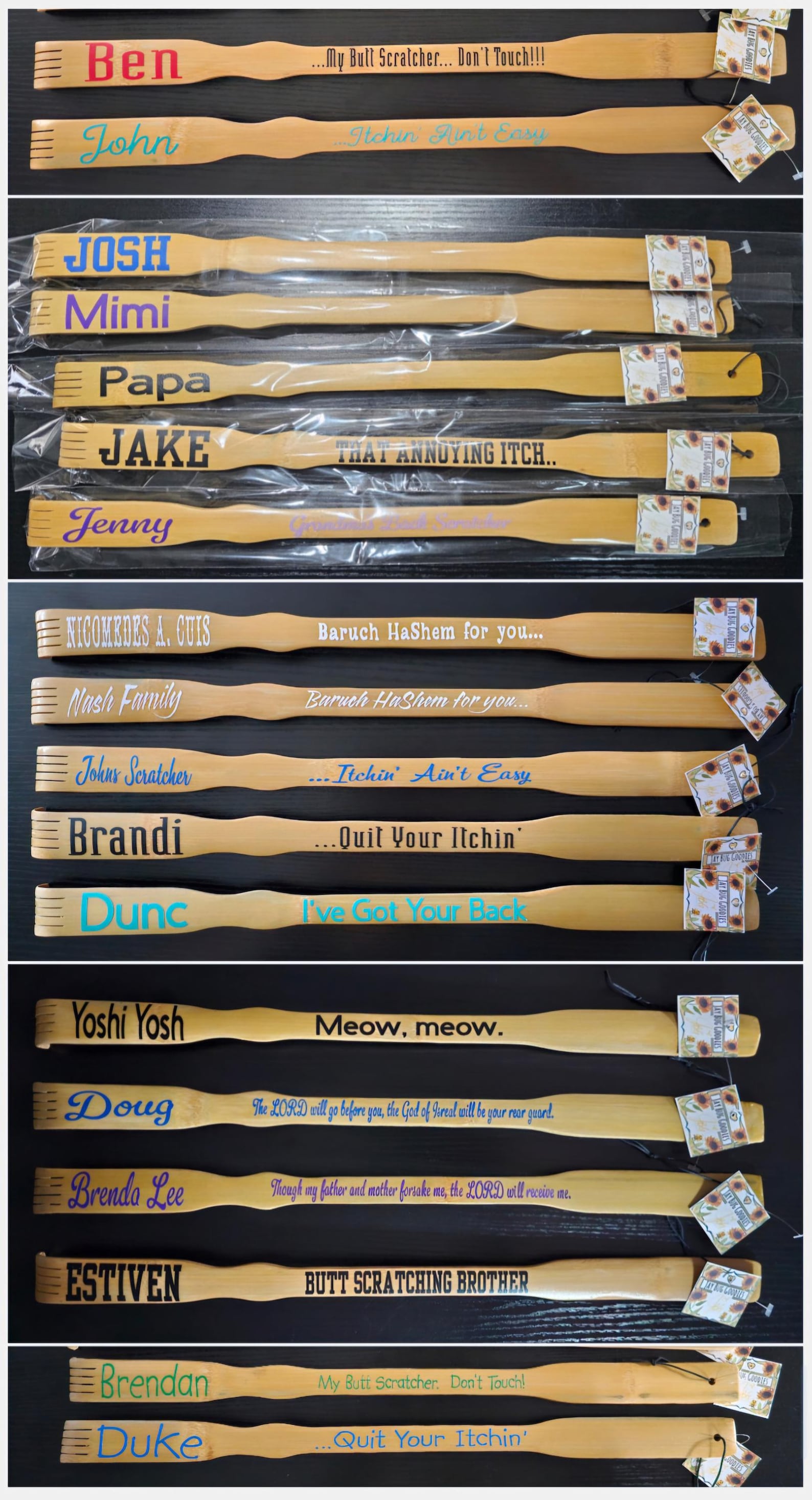 Bamboo Back Scratcher, Custom Name, Personalized Quote, Long Handle ...