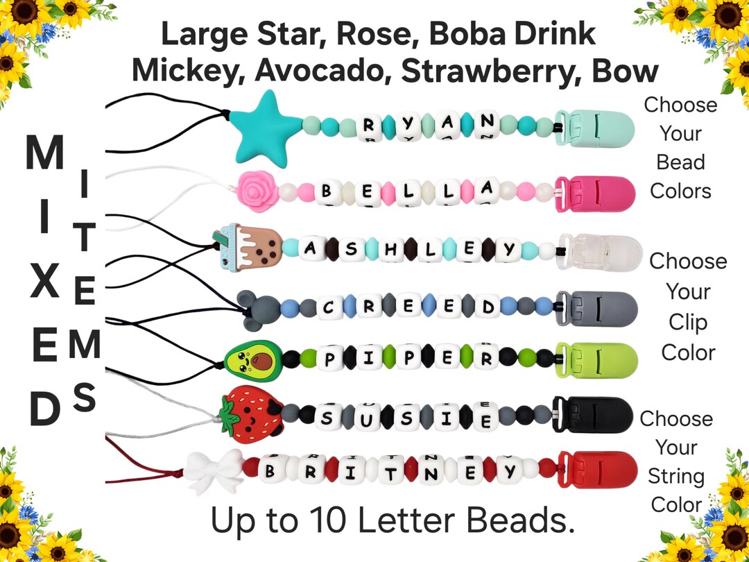 UP TO 10 Letters] Mixed Items, Star, Rose, Boba Drink, Mickey, Avocado ...
