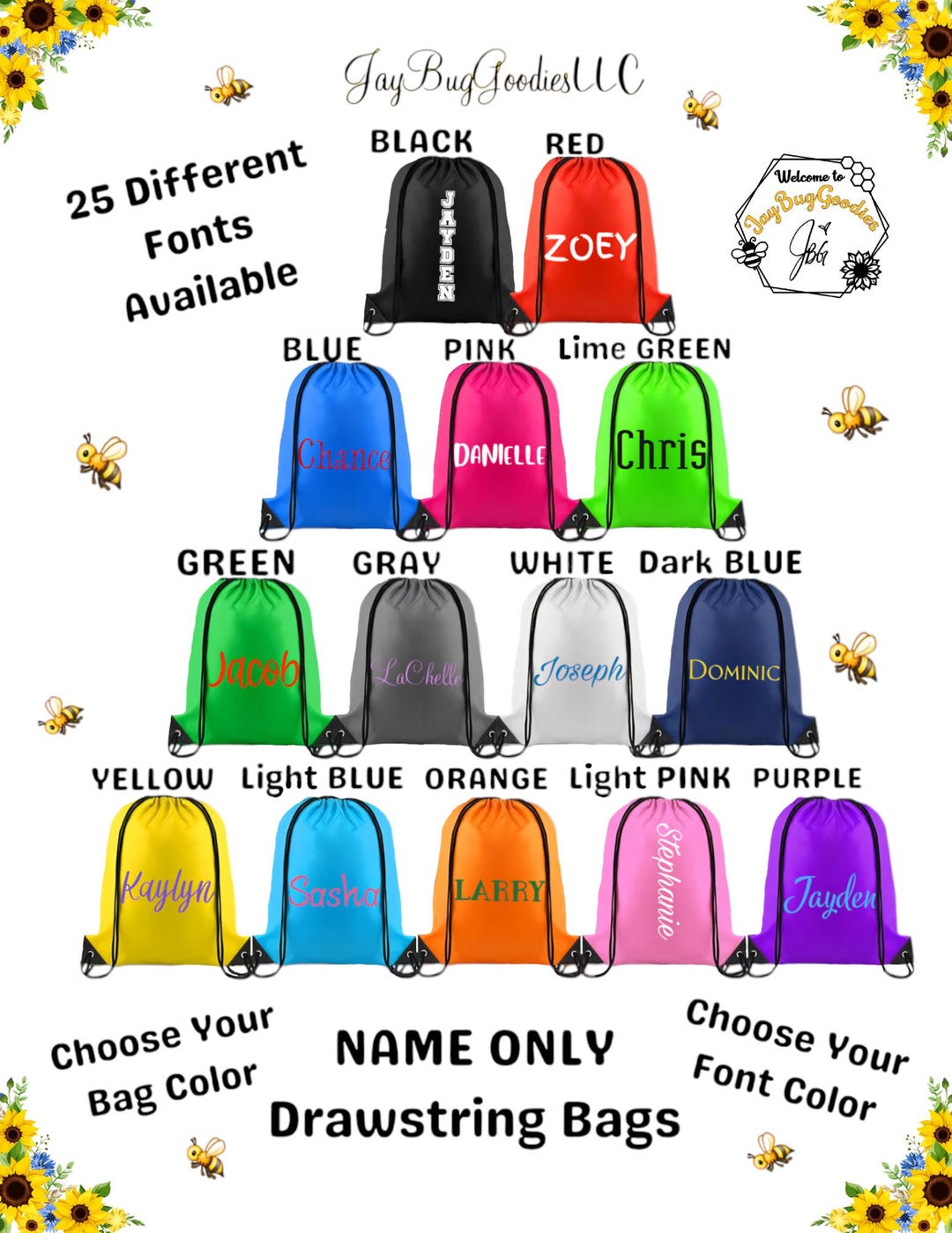 NAME ONLY Drawstring Bags, Backpack, Tote, Polyester, Cinch Bag, Bulk ...