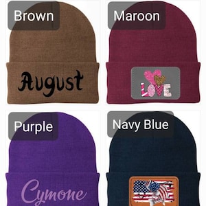Beanie Hat, One Size Fits Most, Personalized, Logo Beanies, Names, Winter Hats, Customized ...