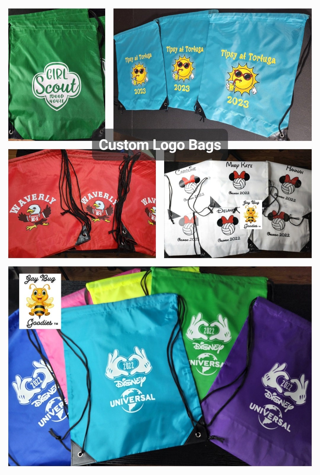 CUSTOM LOGO Drawstring Bags, Backpack, Tote, Gym, Polyester, Cinch Bag ...