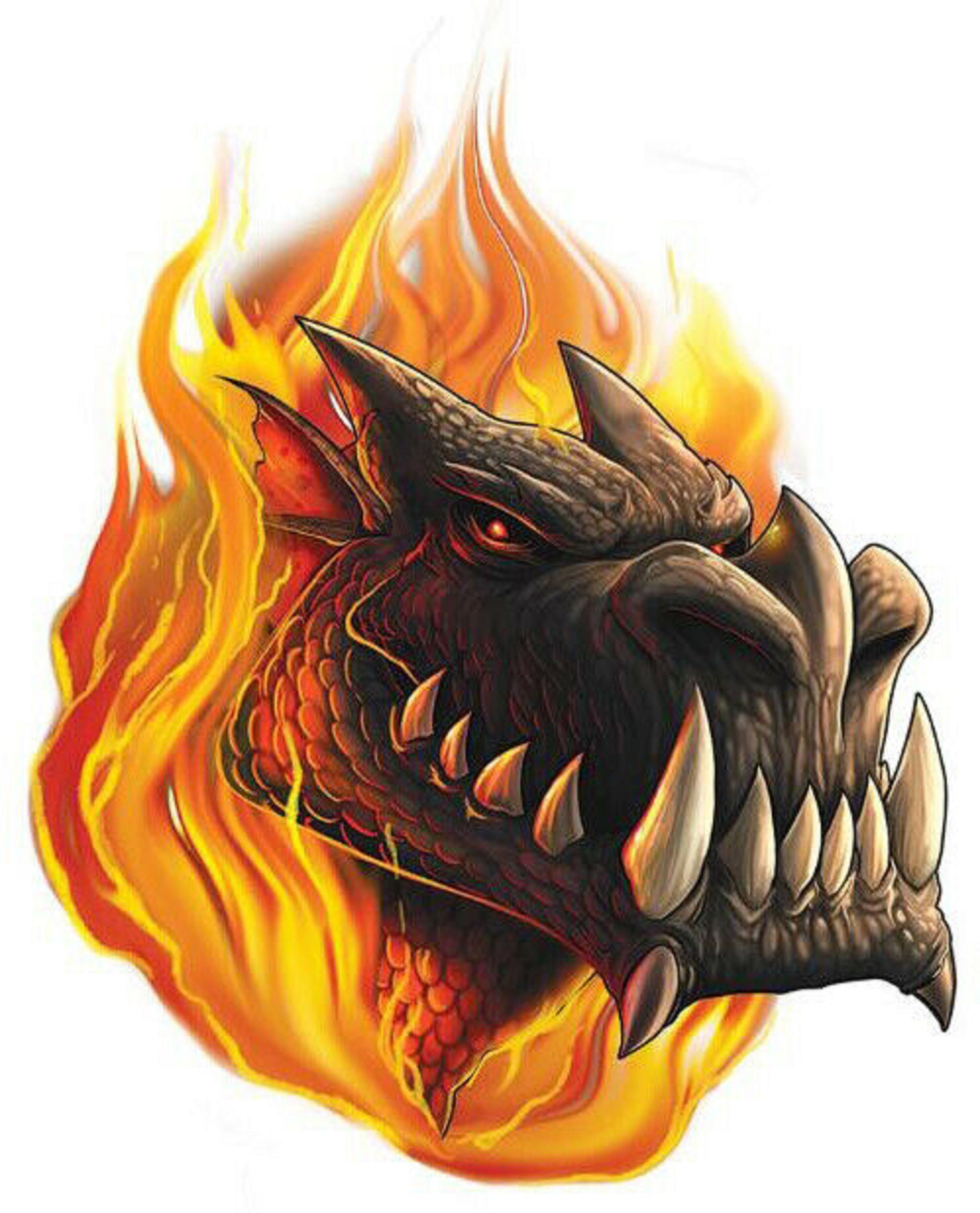 3.5 Dragon Head Temporary Tattoo Red Fire Dragon Head W/ | Etsy