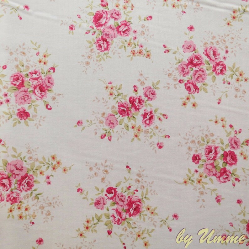Vintage Pink Rose Bunch 100% Cotton Fabric Rose & Hubble - Etsy