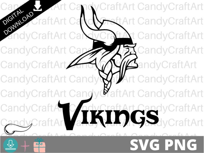 White Black Minnesota Vikings Logo Cut File Minnesota Vikings Etsy