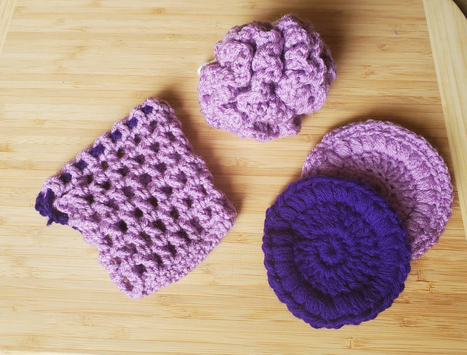 Bath Set Reuseable Face Scrubbies Pouf Soap Saver Crochet Bath Set ...