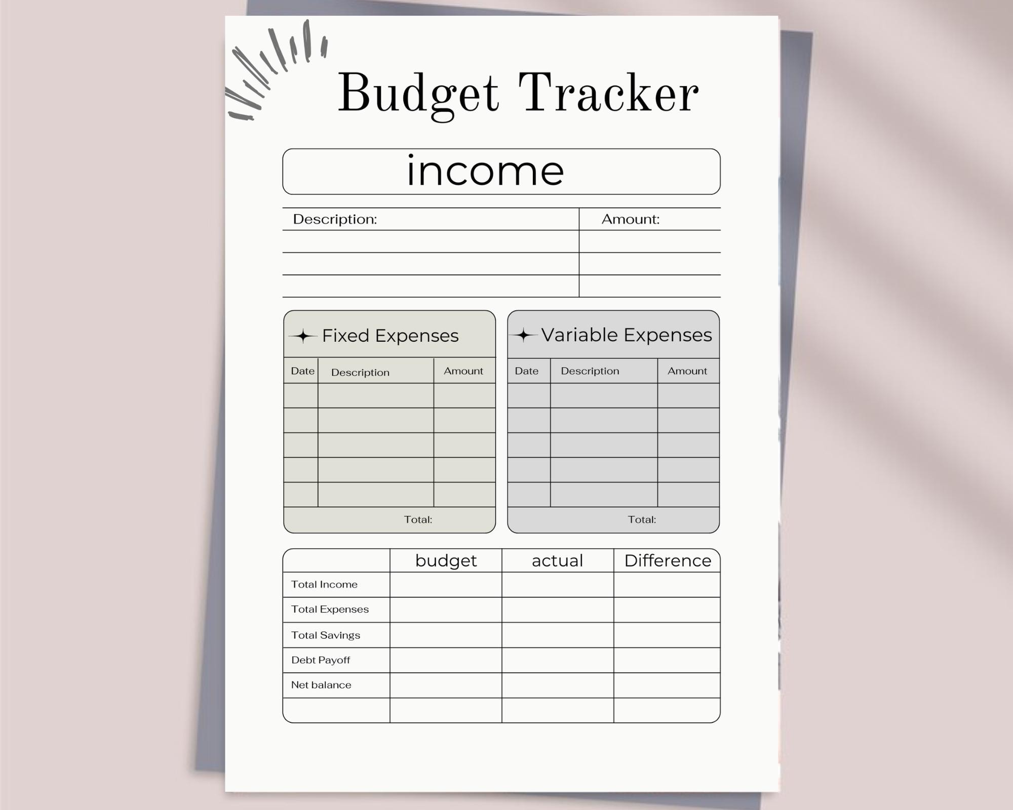 Editable Budget Planner | Printable Finance and Expense Tracker ...