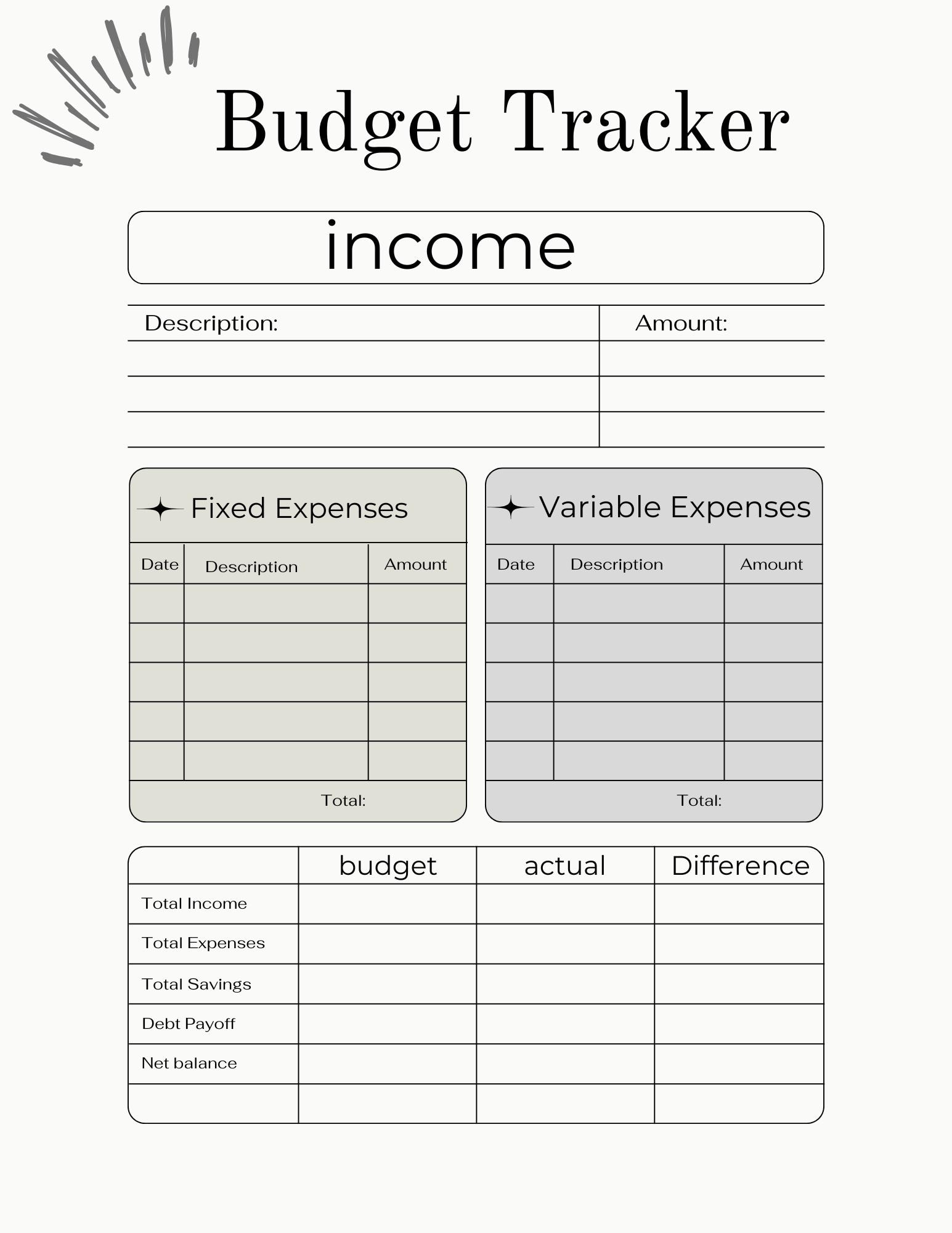 Editable Budget Planner | Printable Finance and Expense Tracker ...