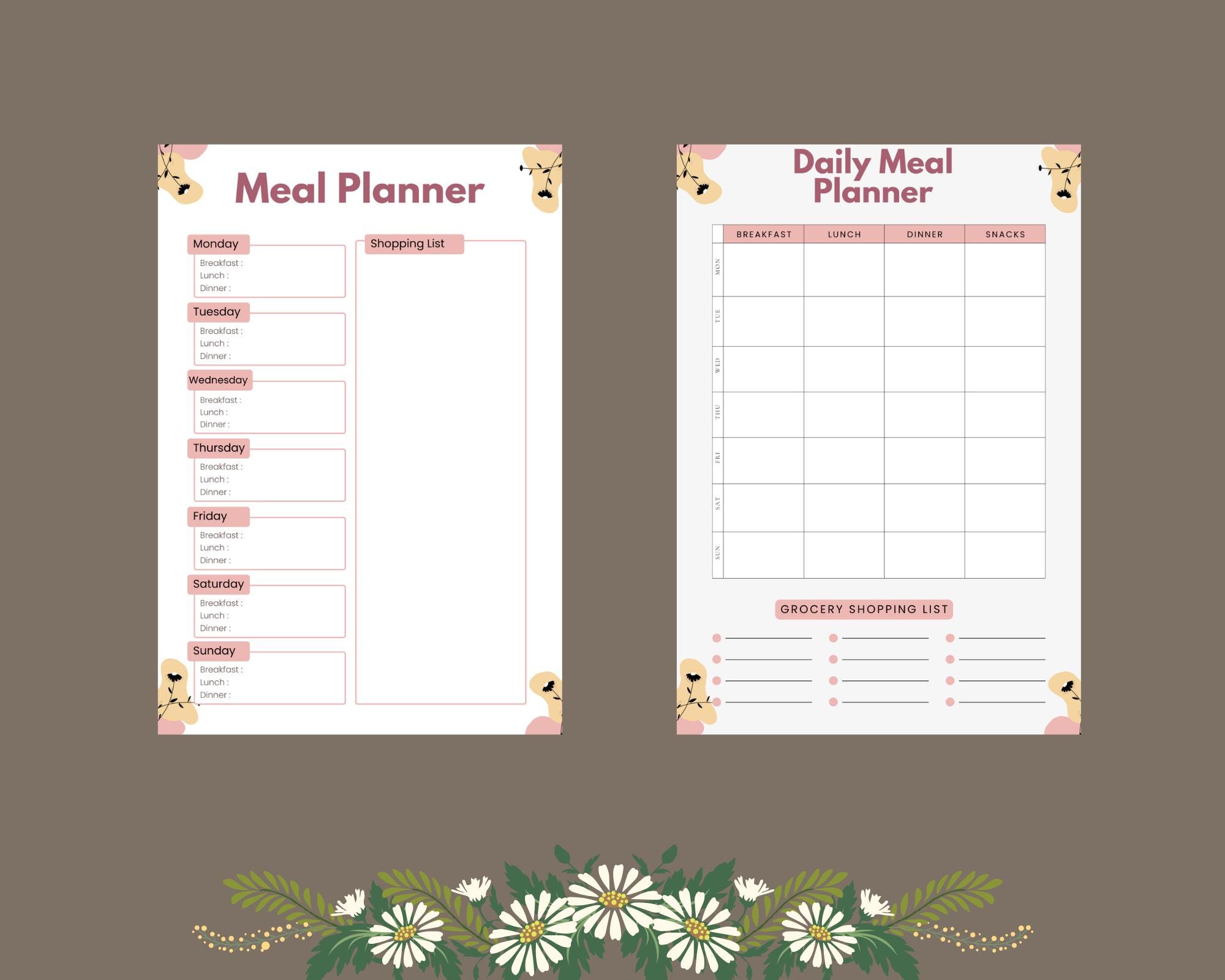 Editable Meal Planner – Printable Weekly and Monthly Meal Plan PDF/PNG ...