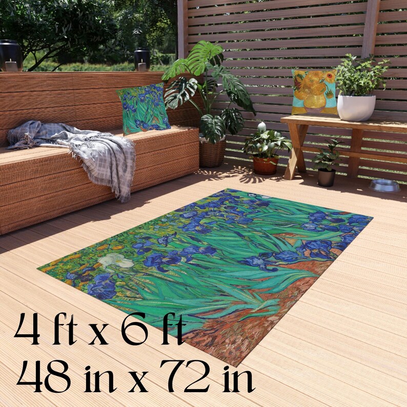 2x3, Vincent Van Gogh's Irises Printed Outdoor Rug, 2 Feet X 3 Feet, 24 ...