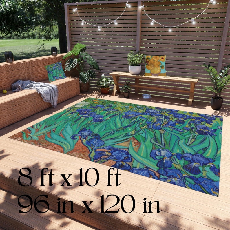 2x3, Vincent Van Gogh's Irises Printed Outdoor Rug, 2 Feet X 3 Feet, 24 ...