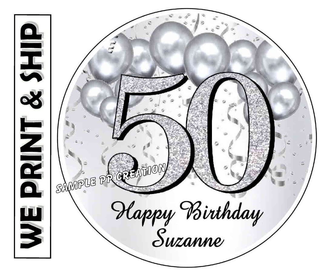 SILVER 50th Birthday Party Favors Labels Stickers Tags - Etsy