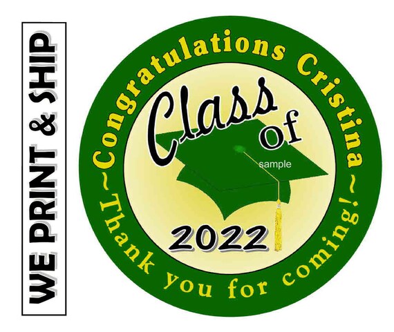 Green and Gold GRADUATION Favors Stickers Thank You Labels - Etsy