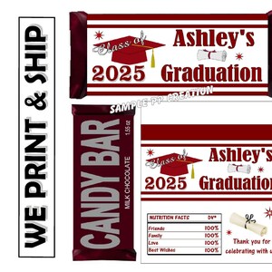 MAROON AND WHITE Graduation Party Favors Chocolate Bar Candy Bar ...