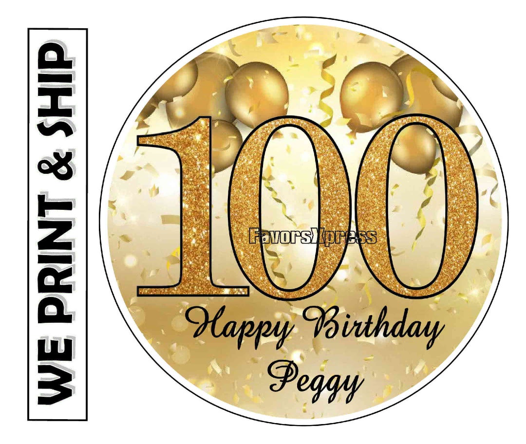 Gold 100th Birthday Party Favors Labels Stickers Tags - Etsy