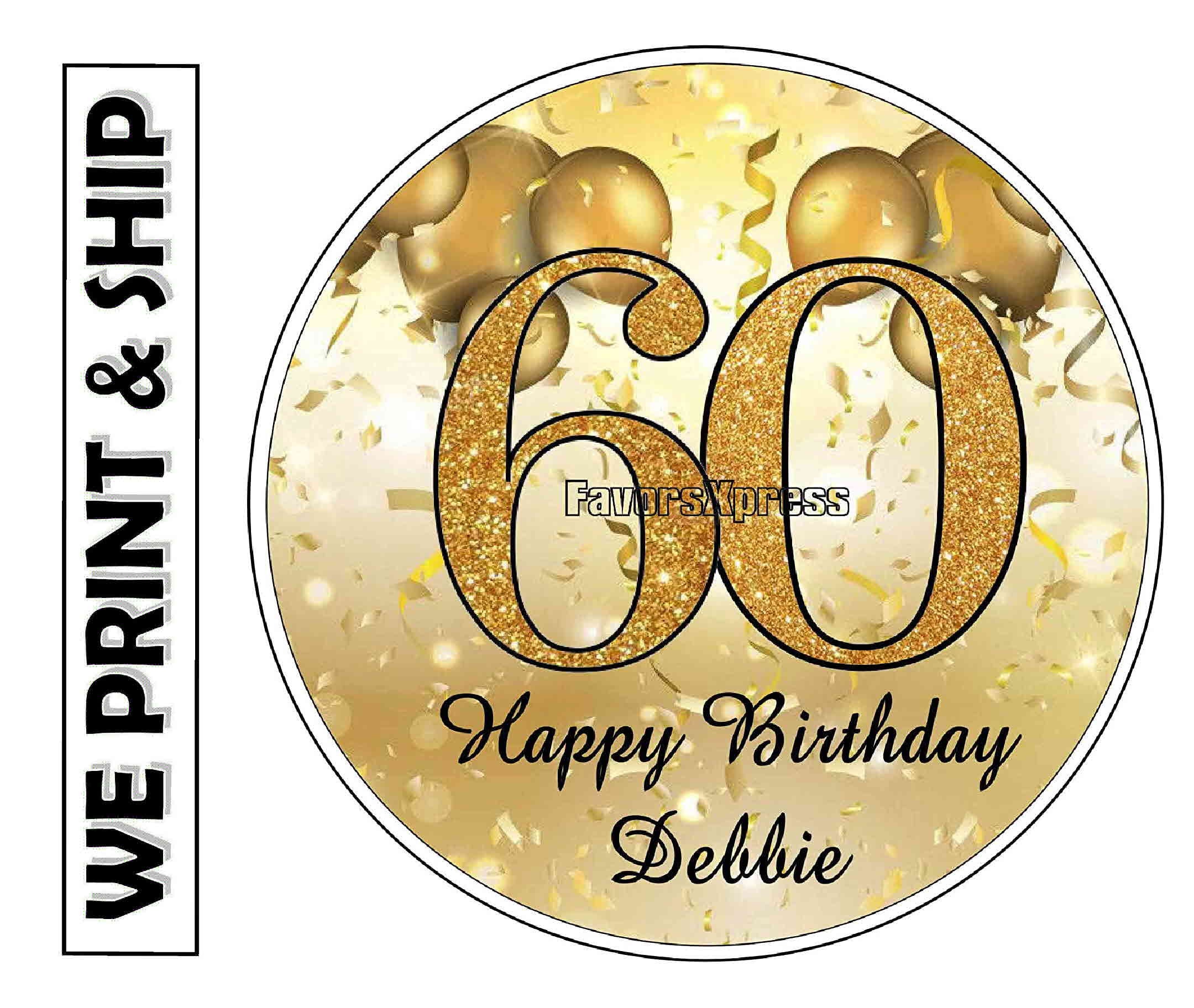 Gold 60th Birthday Party Favors Labels Stickers Tags - Etsy