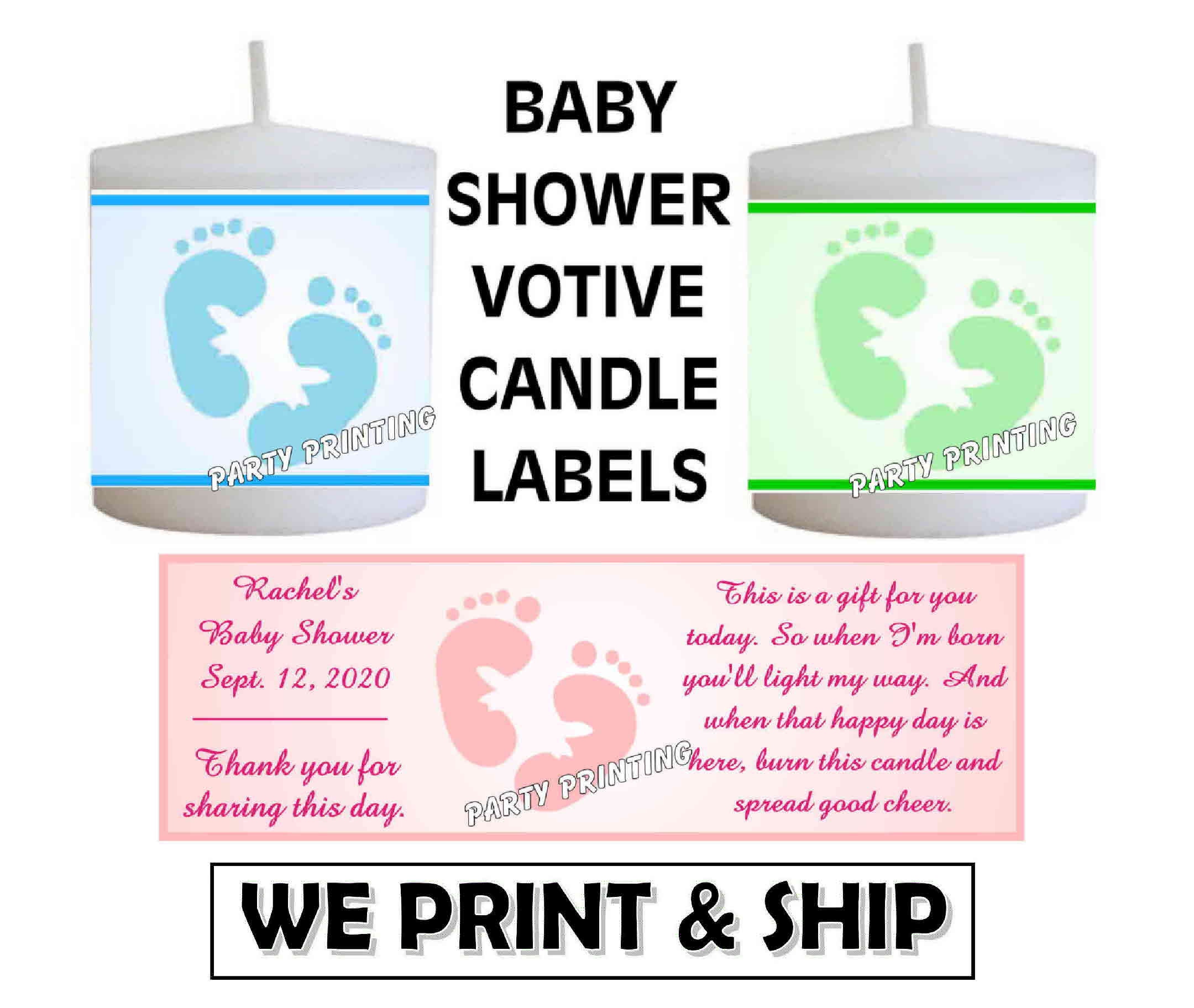 BABY SHOWER Favors Votive Candle Labels Stickers 4 X 1.3 Inches - Etsy