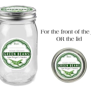 Personalized CANNING LABELS for Mason Jars Ball Jars Green Beans ...