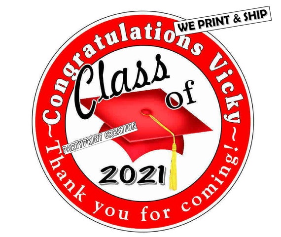 Red and White GRADUATION Favors Stickers Thank You Labels | Etsy