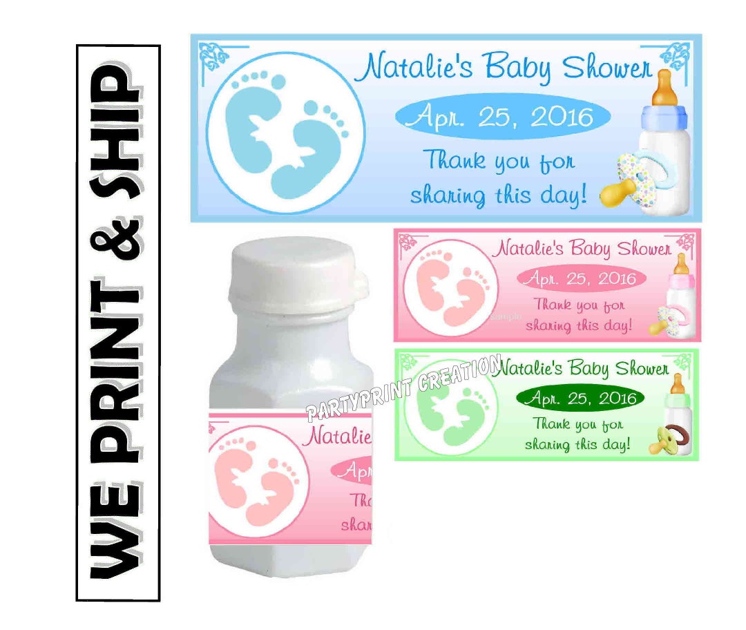 30 FOOTPRINT BABY SHOWER Favors Bubbles Bubble Labels Decoration Baby ...