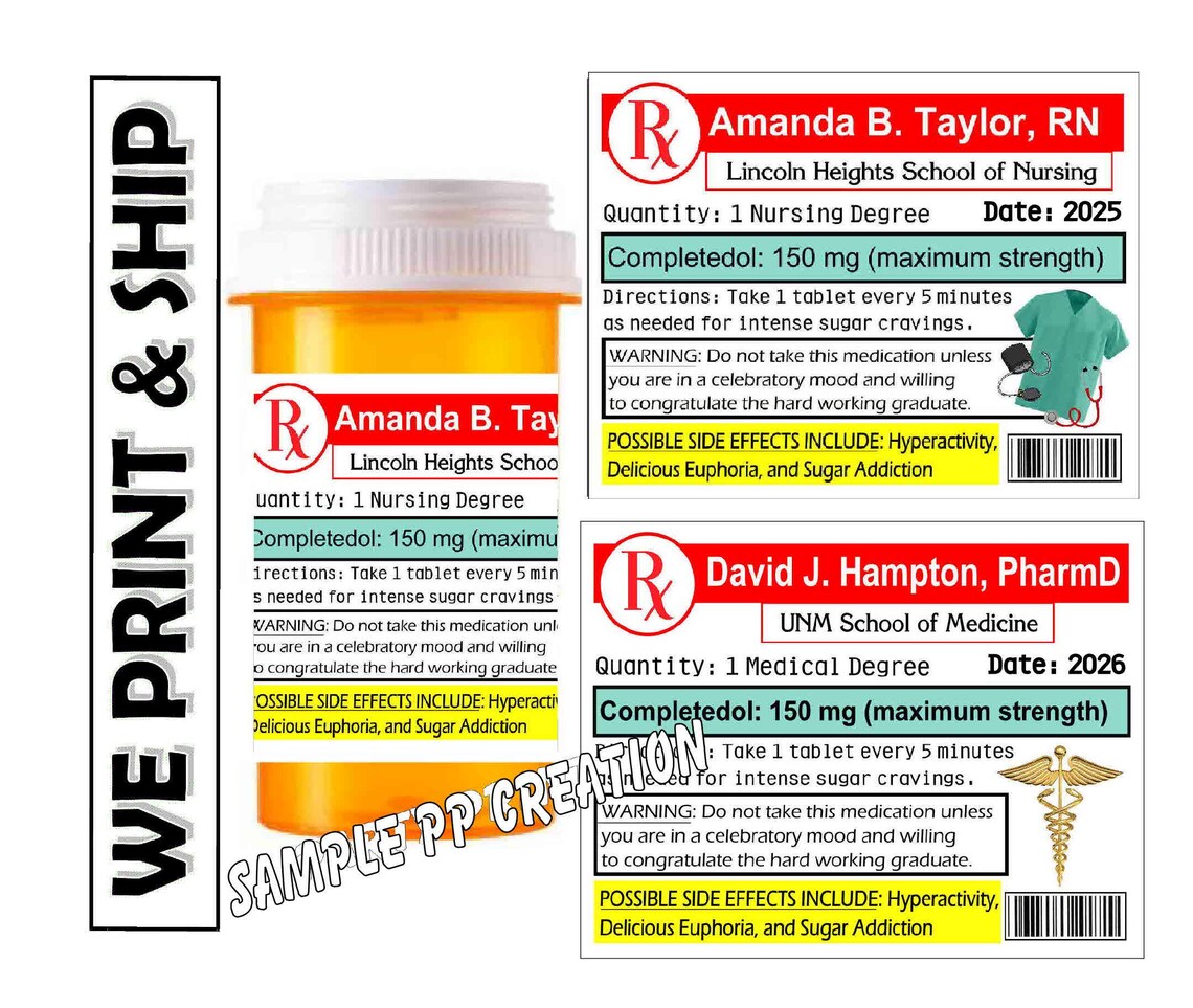 Nurse Doctor Graduation Party Favors Personalized PILL BOTTLE PHARMACY ...
