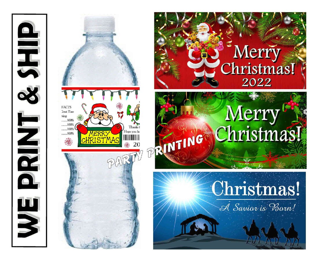 Christmas Holiday Party Favors Melted Snowman Water Bottle Labels WE ...