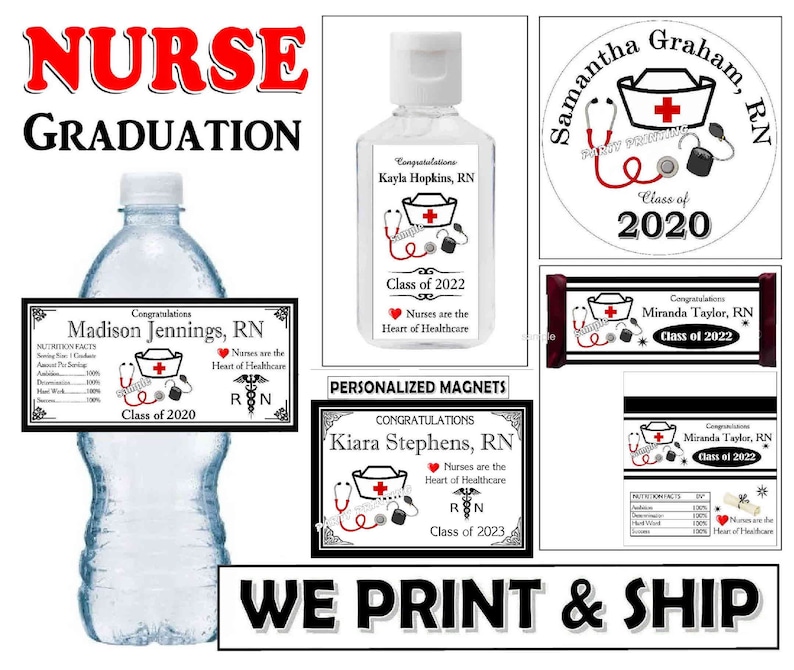 Nurse Graduation Party Favors Water Bottle Labels Stickers - Etsy