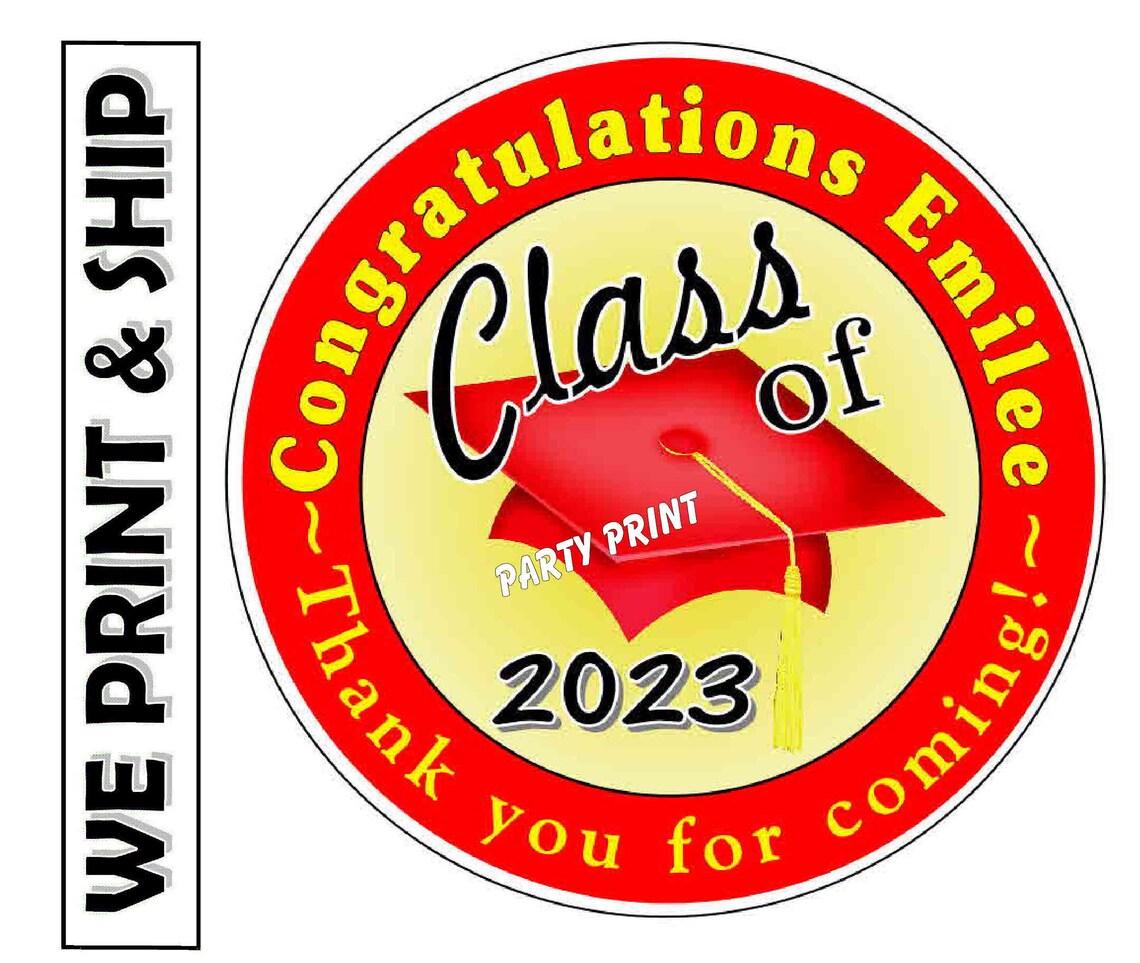 Red and Gold GRADUATION Favors Stickers Thank You Labels Personalized ...