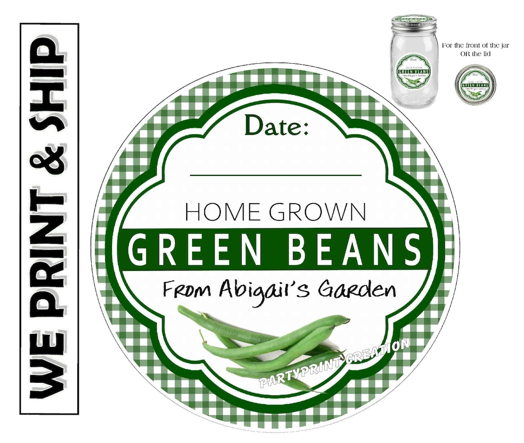 Personalized GREEN BEANS CANNING Labels for Mason Jars Ball Jars - Etsy
