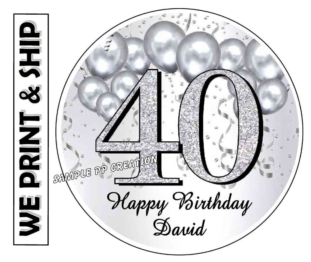 SILVER 40th Birthday Party Favors Labels Stickers Tags - Etsy