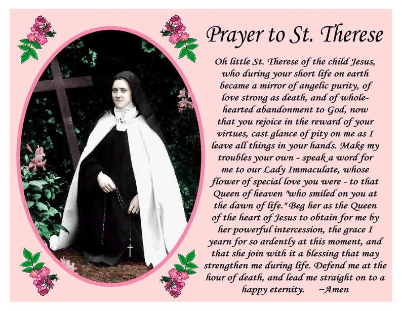 St. Therese Prayer MAGNET Catholic Gift the Little Flower - Etsy
