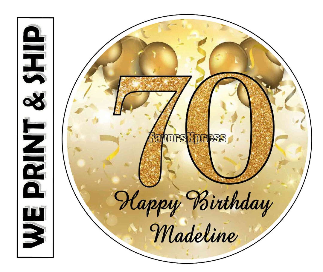 Gold 70th Birthday Party Favors Labels Stickers Tags - Etsy