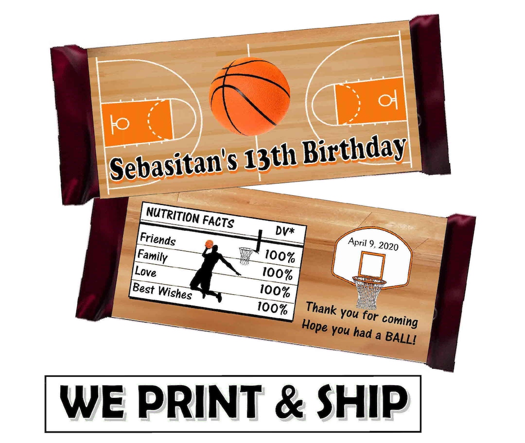 BASKETBALL BIRTHDAY PARTY Favors Milk Chocolate Candy Bar Wrappers - Etsy