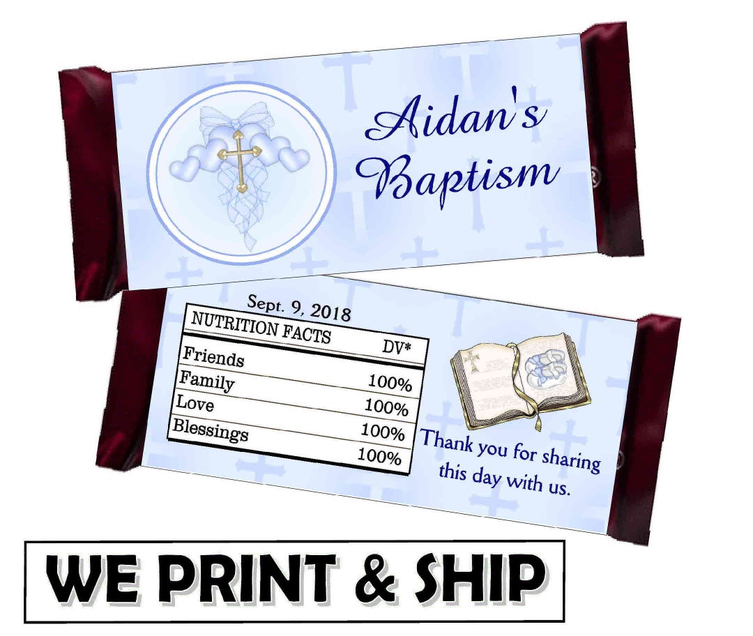 BAPTISM PARTY FAVORS Candy Bar Wrappers Christening - Etsy