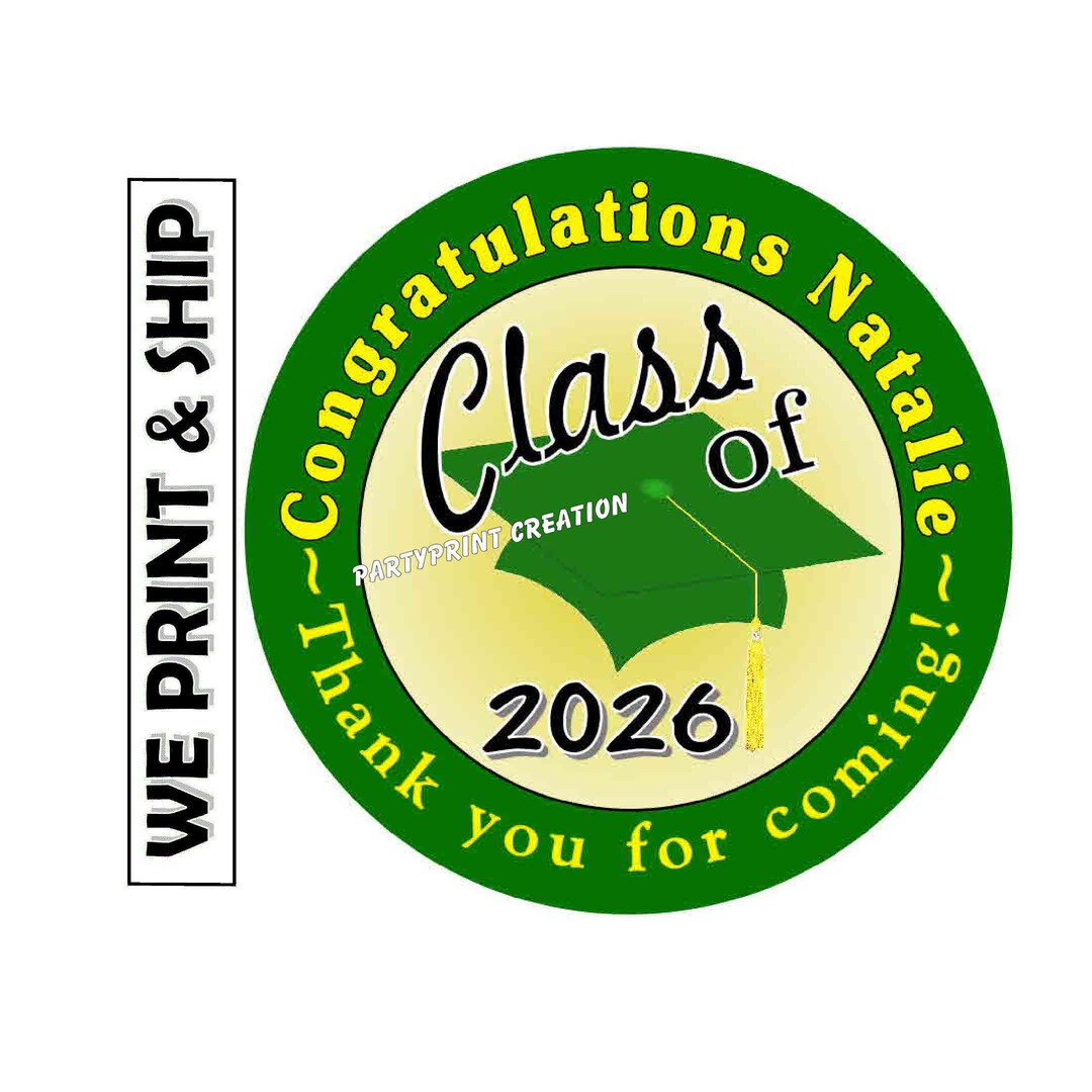 Green and Gold GRADUATION Favors Stickers Thank You Labels ...