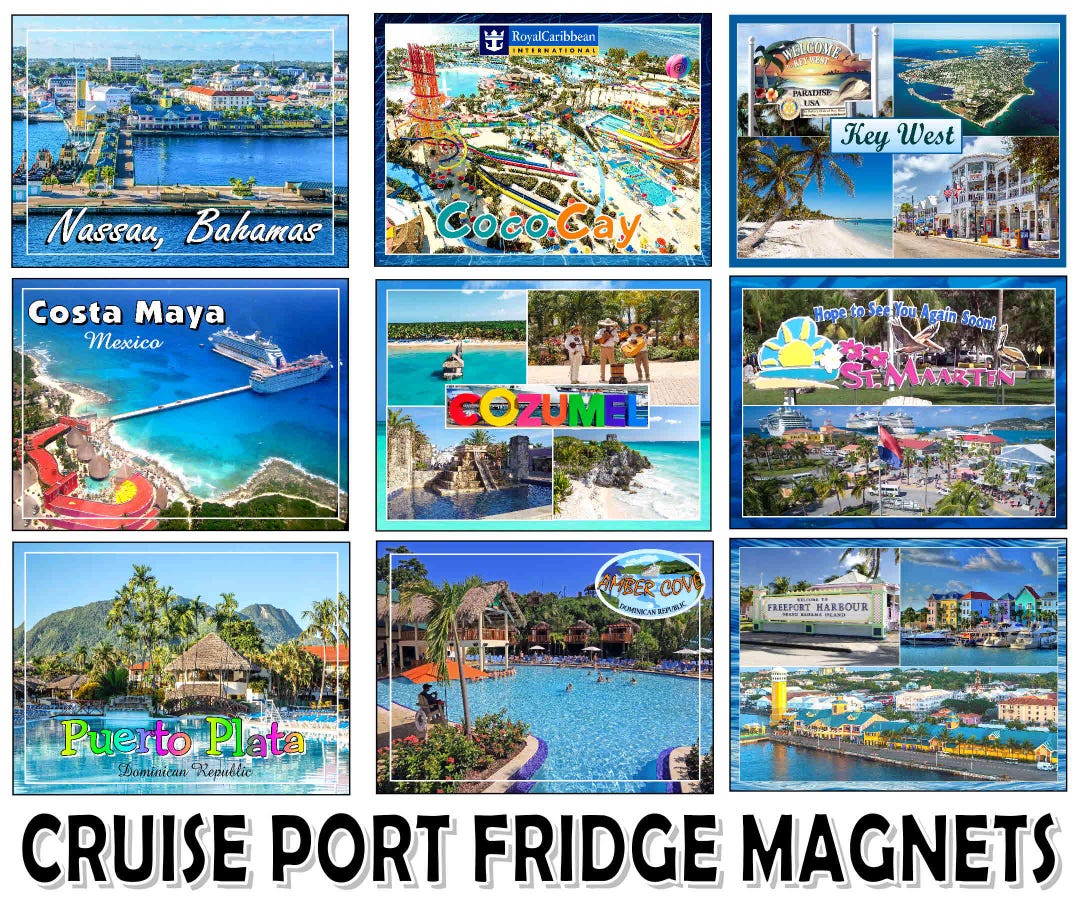 Cruise Port FRIDGE MAGNETS 4 X 3 Inches Each, Cozumel, Costa Maya, Key ...