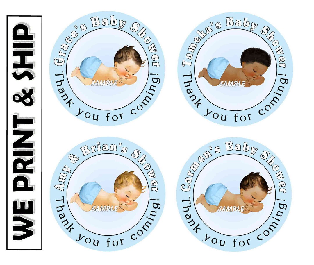 SLEEPING Baby BABY SHOWER Thank You Stickers Labels Tags for Your Party ...