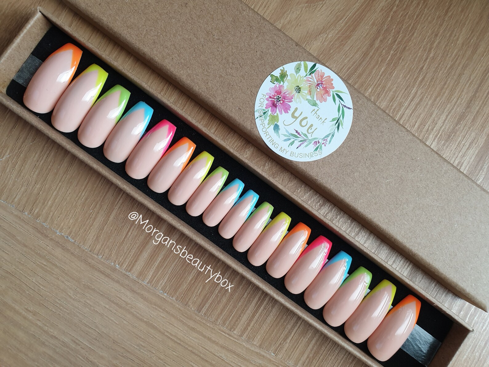 Summer Colourful French Manicure Press Ons Press on Nail Set | Etsy UK