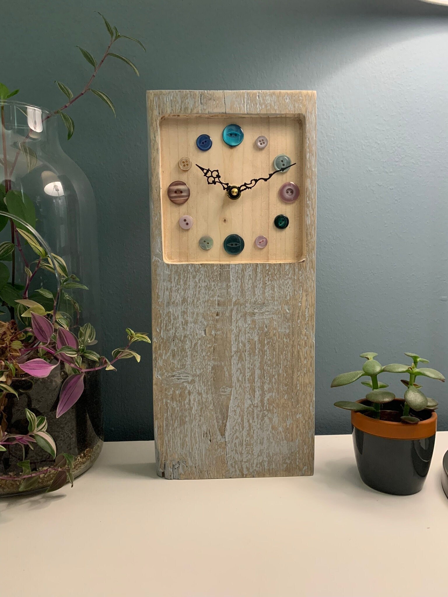 Rustic Handmade Wall Mounted Button Clock Statement Piece - Etsy