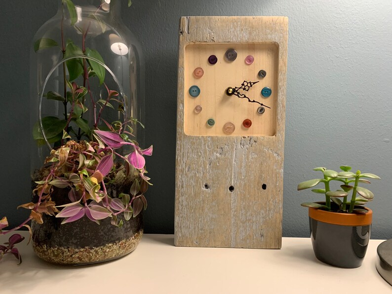 Rustic Handmade Wall Mounted Button Clock Statement Piece Hanging Decor ...