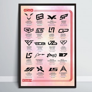 Formula 1 Grid 2024 Poster One Lewis Hamilton Racing Driver Lando ...