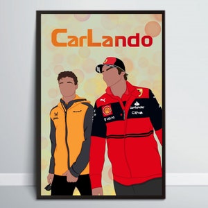 Carlos Sainz and Lando Norris Ferrari F1 Formula 1 One Merch Poster ...
