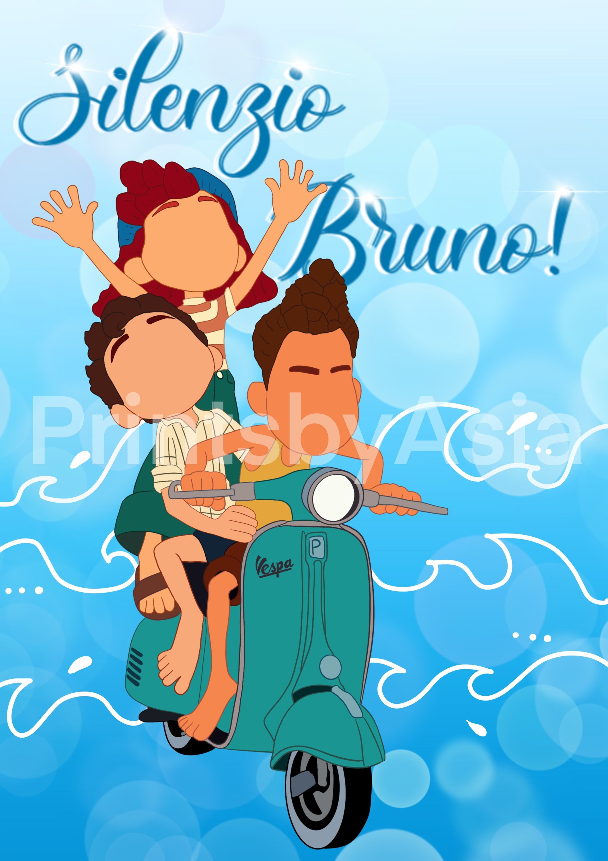 Luca print poster fanart disney pixar silenzio bruno A4 A3 A5 | Etsy